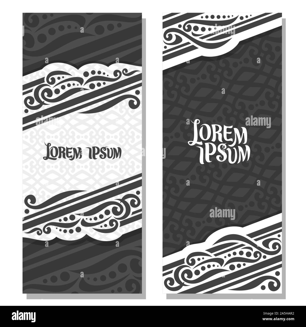 Vector black and white vertical banners, 2 decorative layouts for ...
