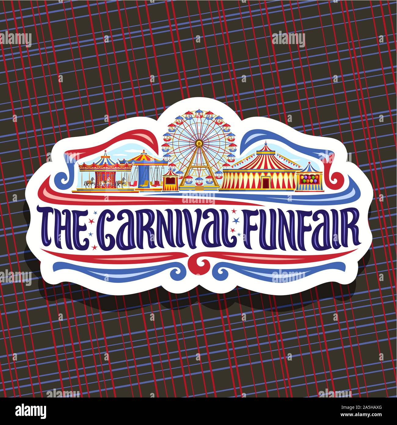 Vector logo for Carnival Funfair, cut paper sign with circus big top ...