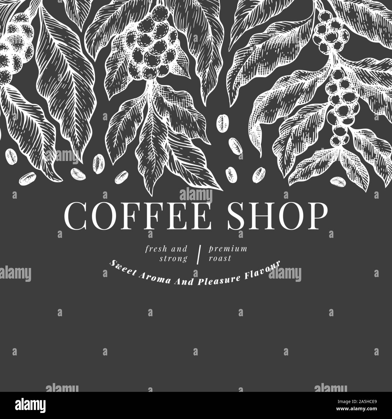 Coffee vector design template. Retro coffee background. Hand drawn ...