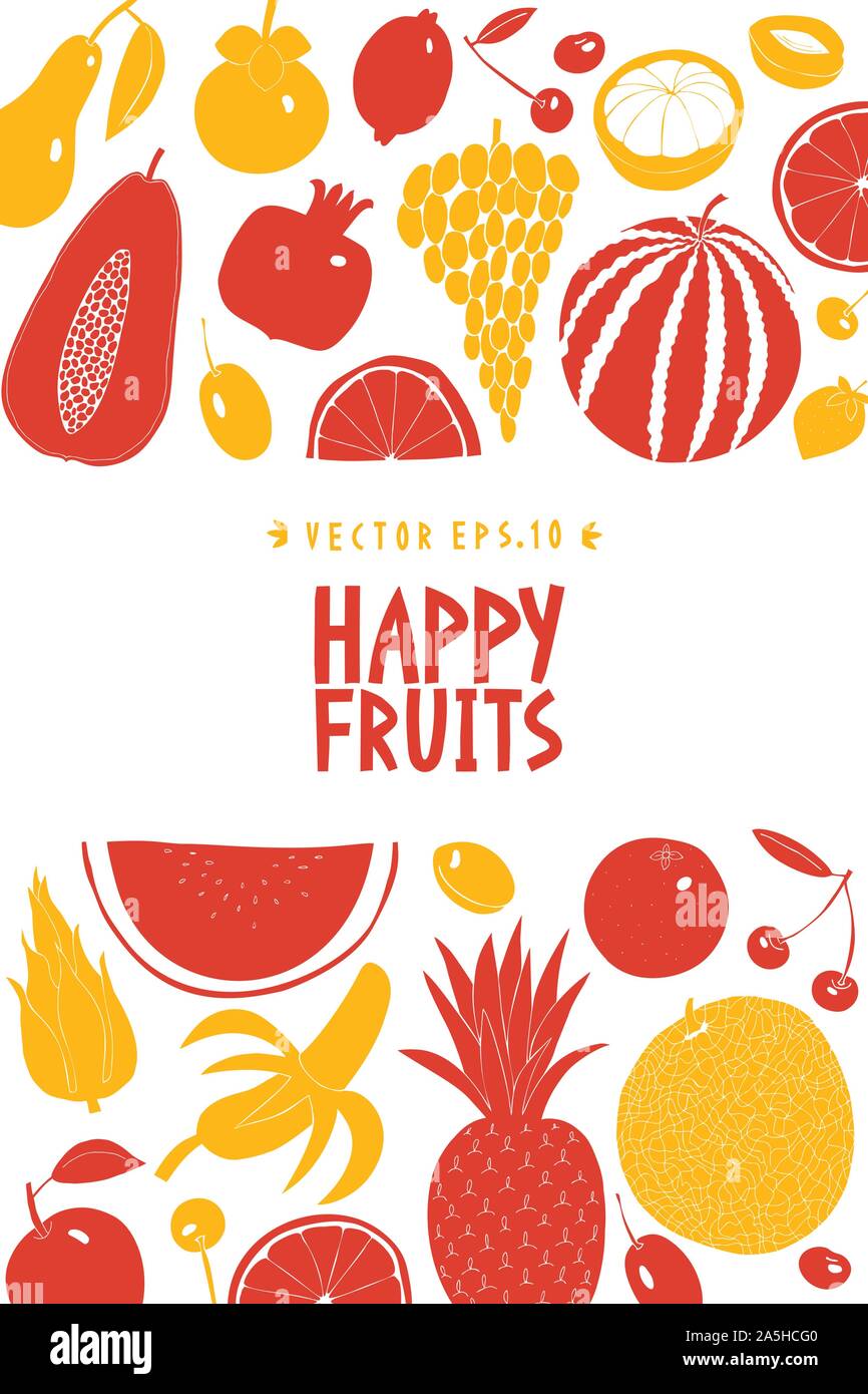 Scandinavian hand drawn fruit design template. Vector illustrations ...