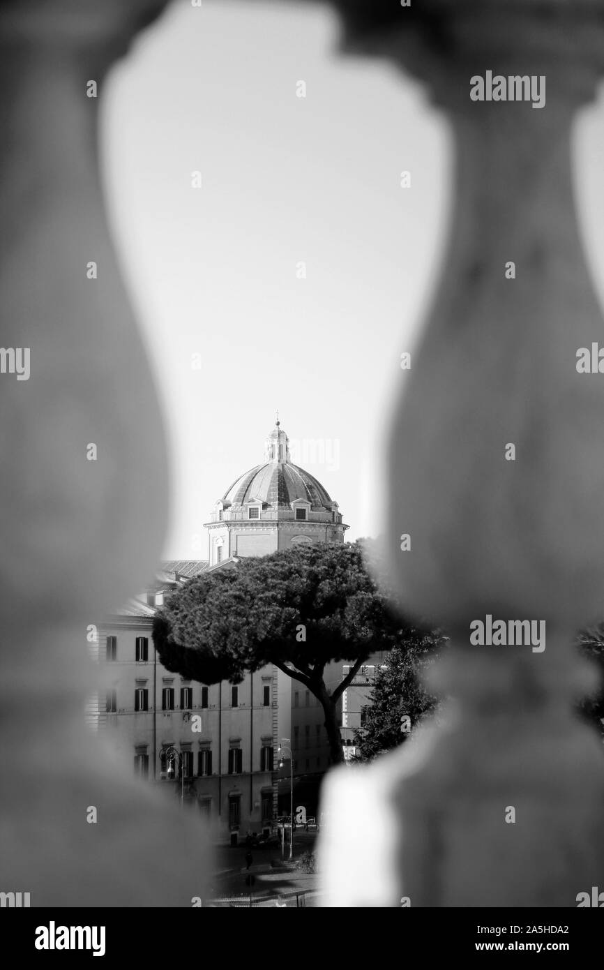 Rome, Italy. Rome City View. Black and White Top View of the Rome City ...