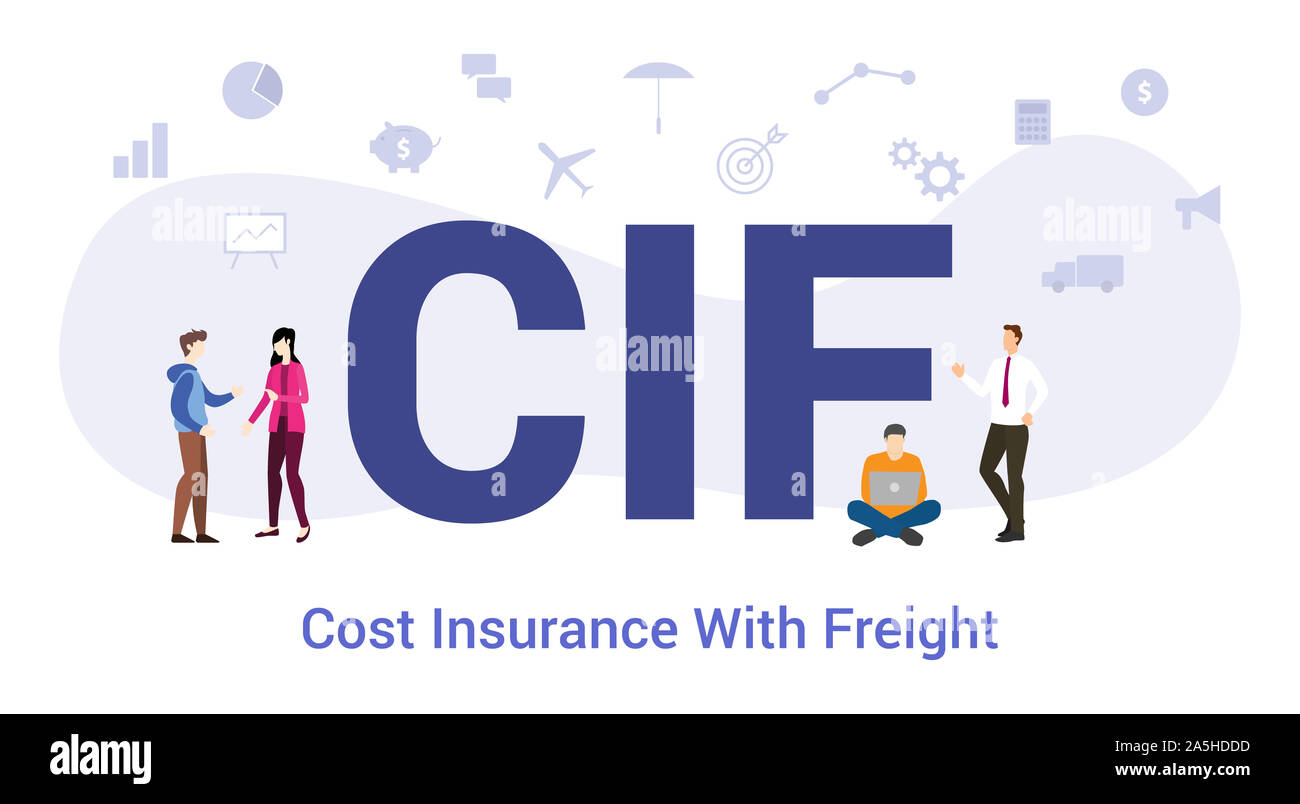 cif cost insurance with freight concept with big word or text and team ...