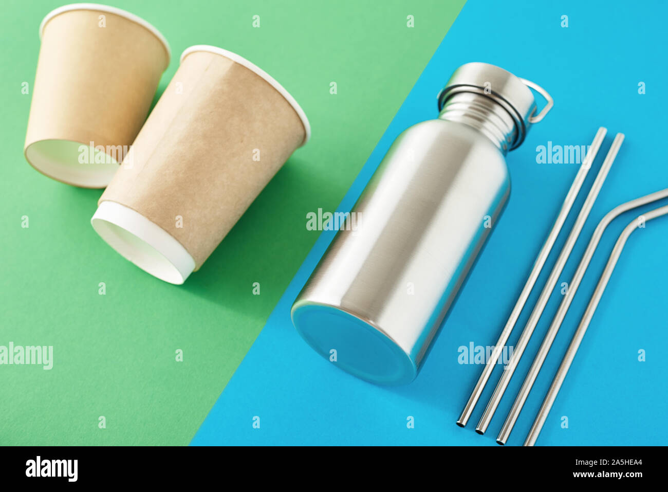 Zero waste eco friendly concept. Reusable plastic free items on ...