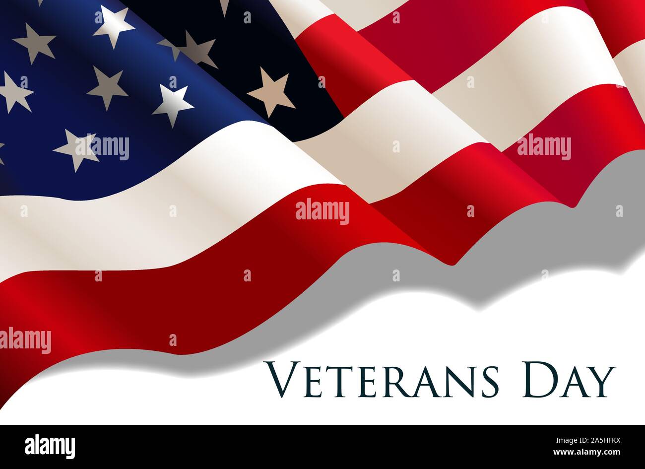 Veterans Day holiday banner with realistic American Flag Stock Vector ...