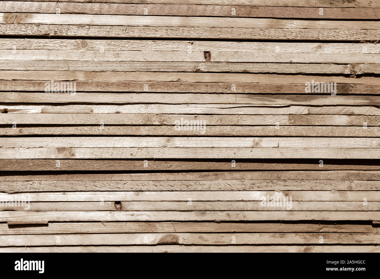 Stack of many Obsolete plywood hardwood plank timber stacked in a row ...