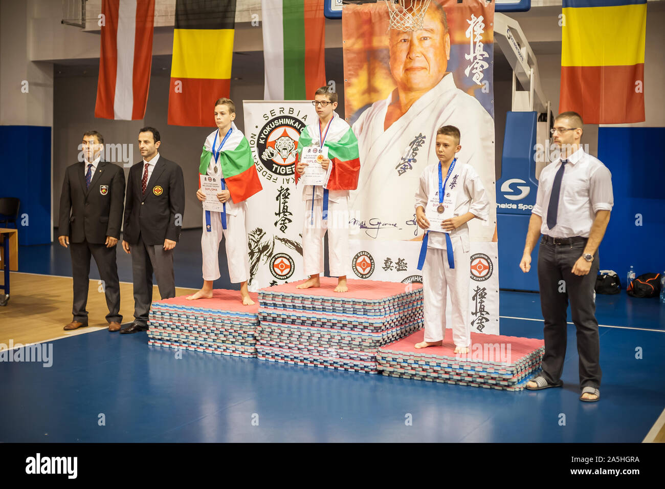 BELGRADE, SERBIA - 28. SEPTEMBER 2019. Kids and children winners with ...