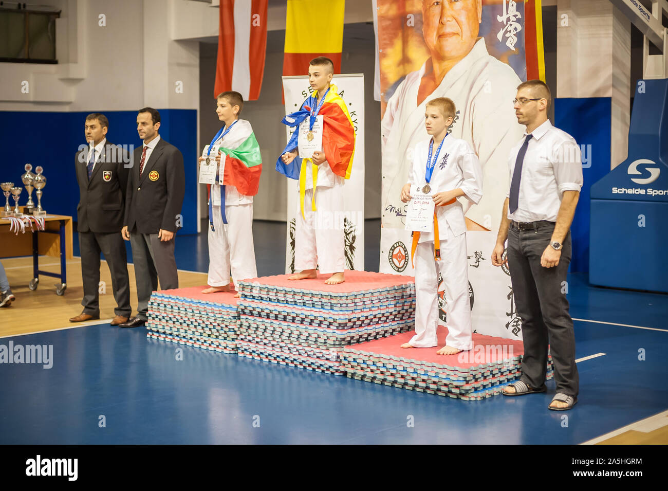 BELGRADE, SERBIA - 28. SEPTEMBER 2019. Kids and children winners with ...