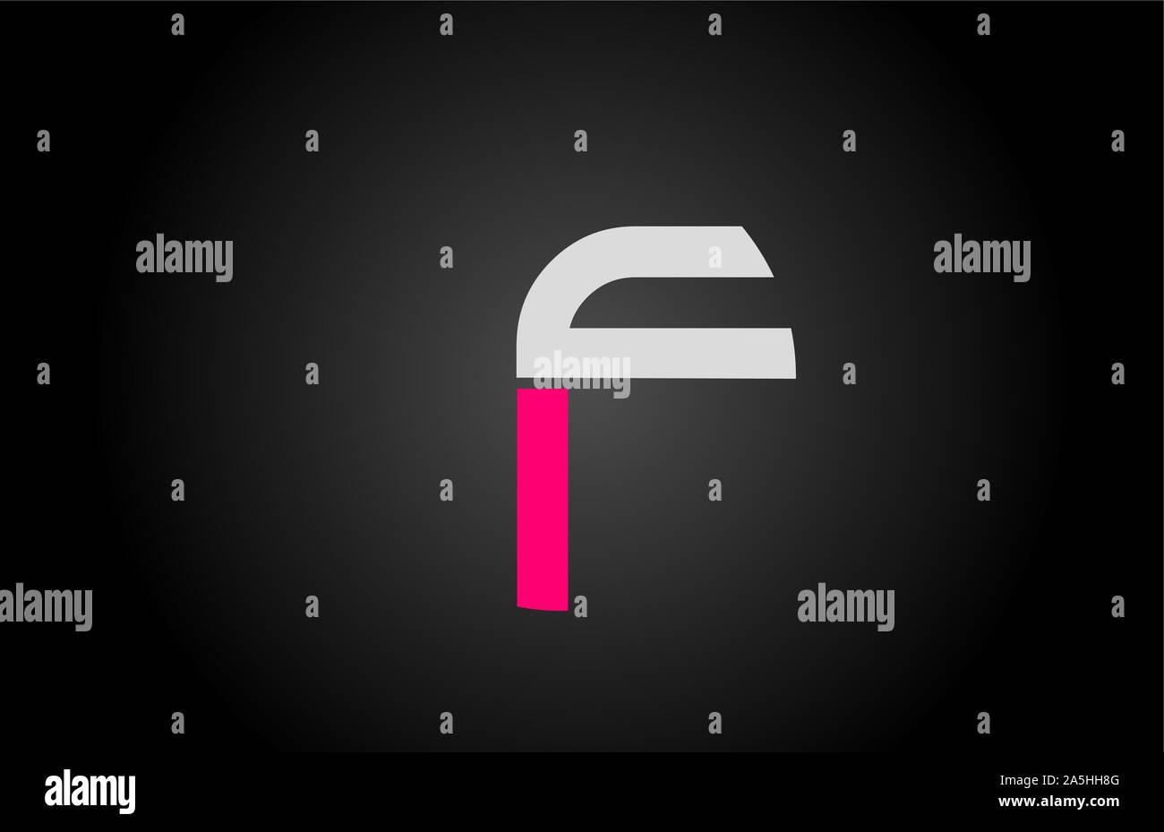 white pink alphabet letter f logo icon design on black background ...
