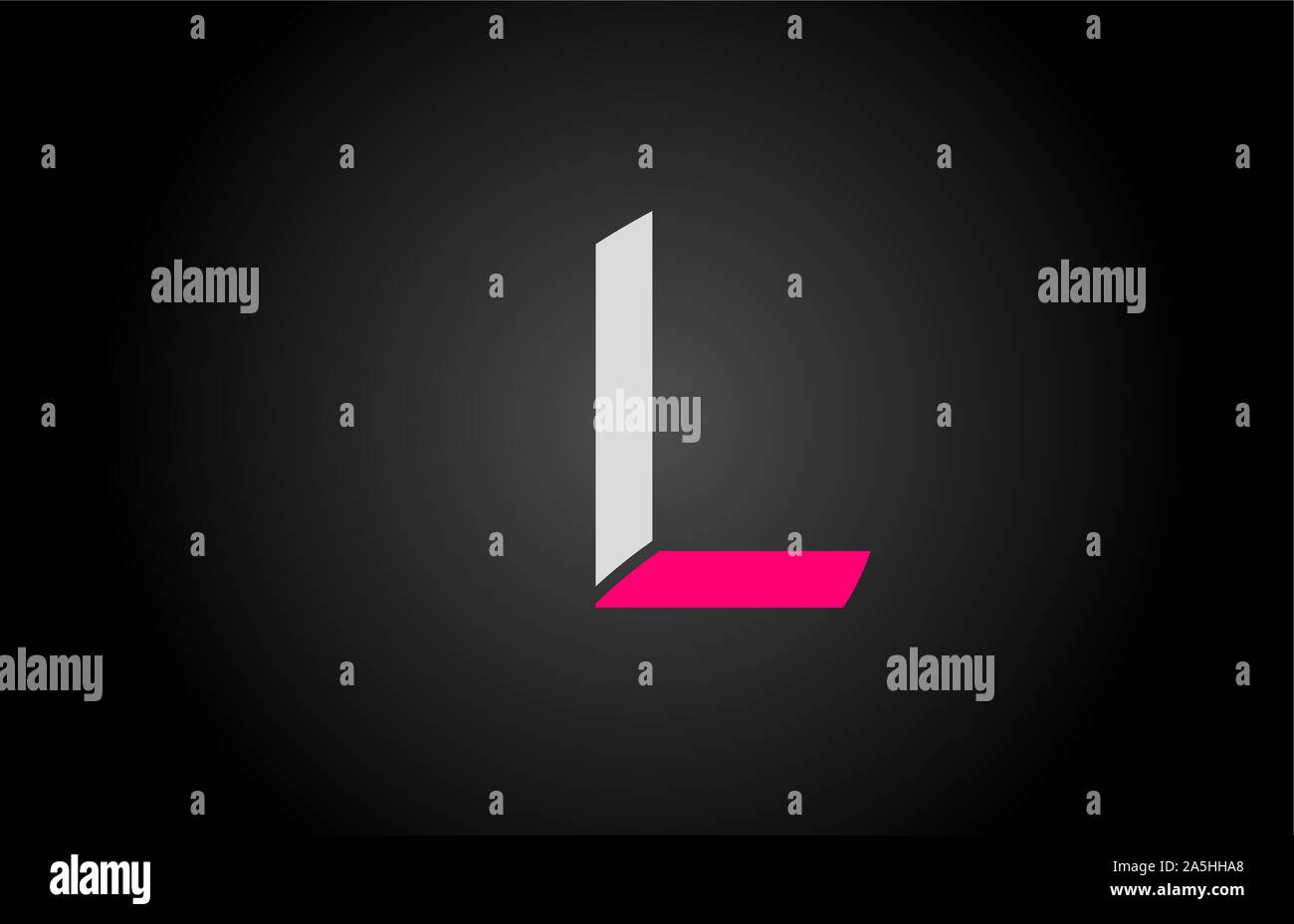 white pink alphabet letter l logo icon design on black background ...