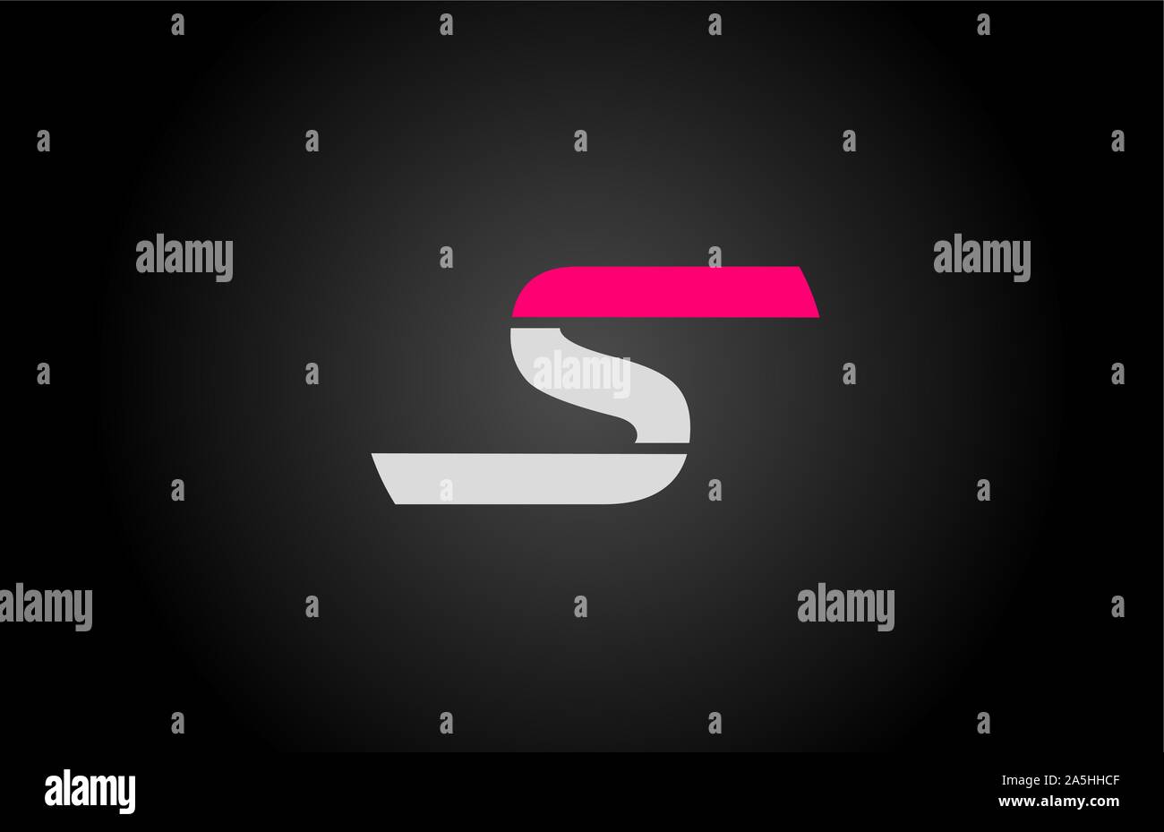 white pink alphabet letter s logo icon design on black background ...