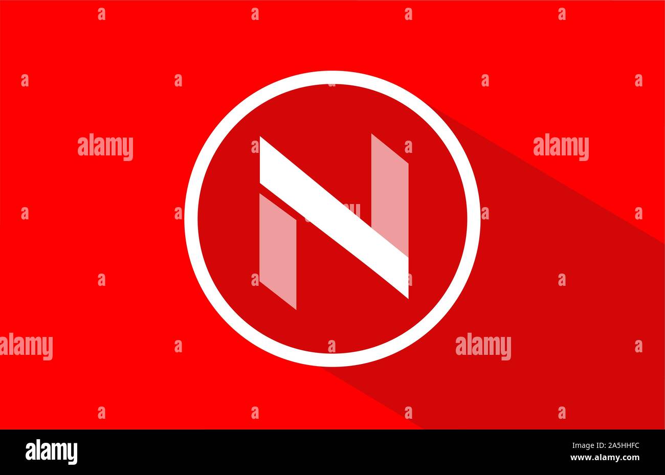 long shadow N red letter logo alphabet for company icon design ...