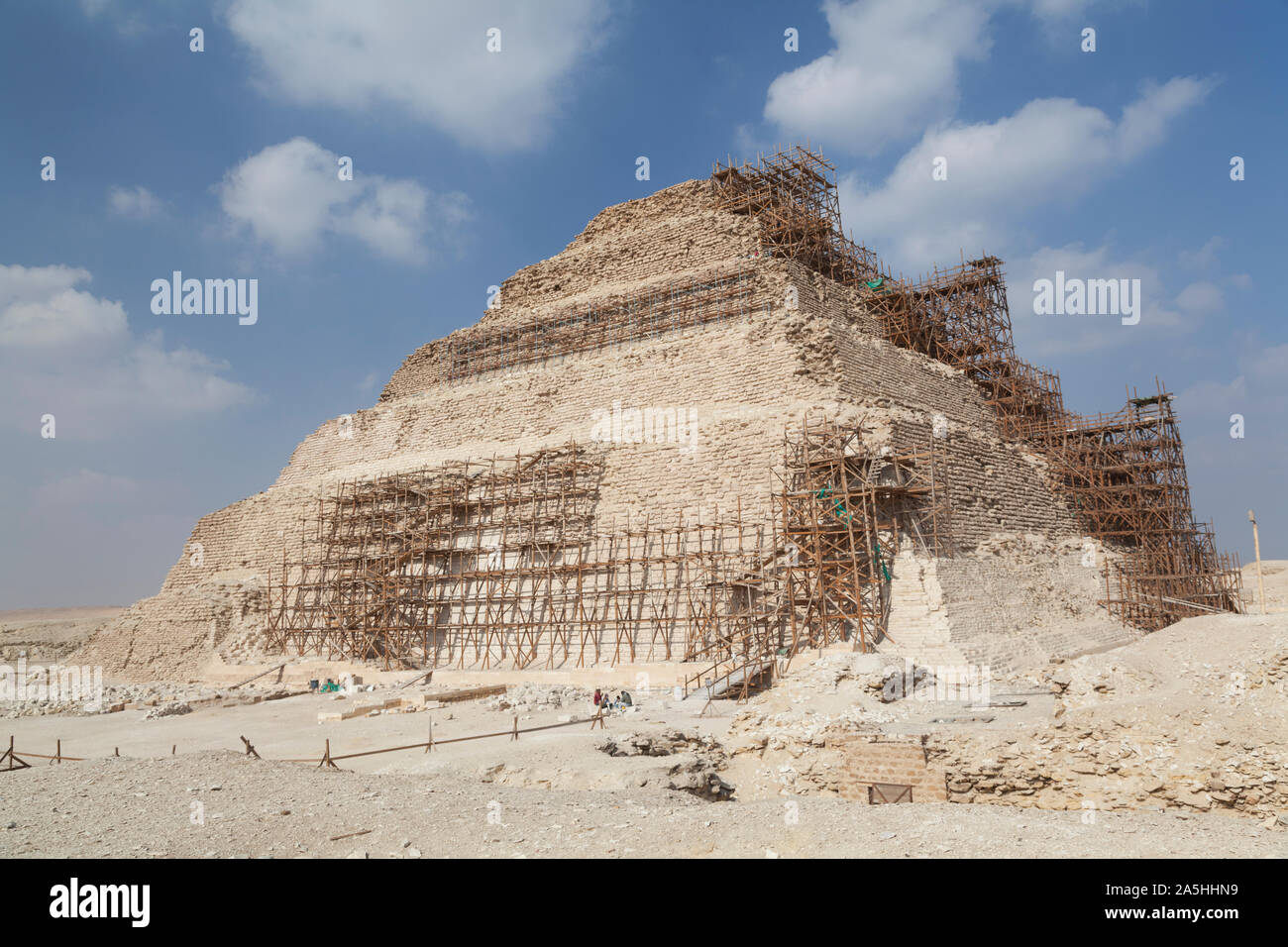 Egypt, Saqqara, the Stepped Pyramid of Djoser, in restoration Stock ...
