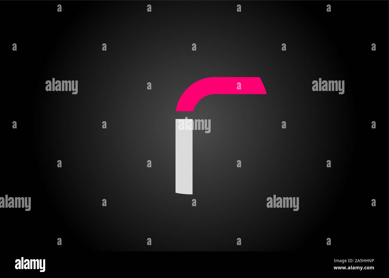 white pink alphabet letter r logo icon design on black background ...