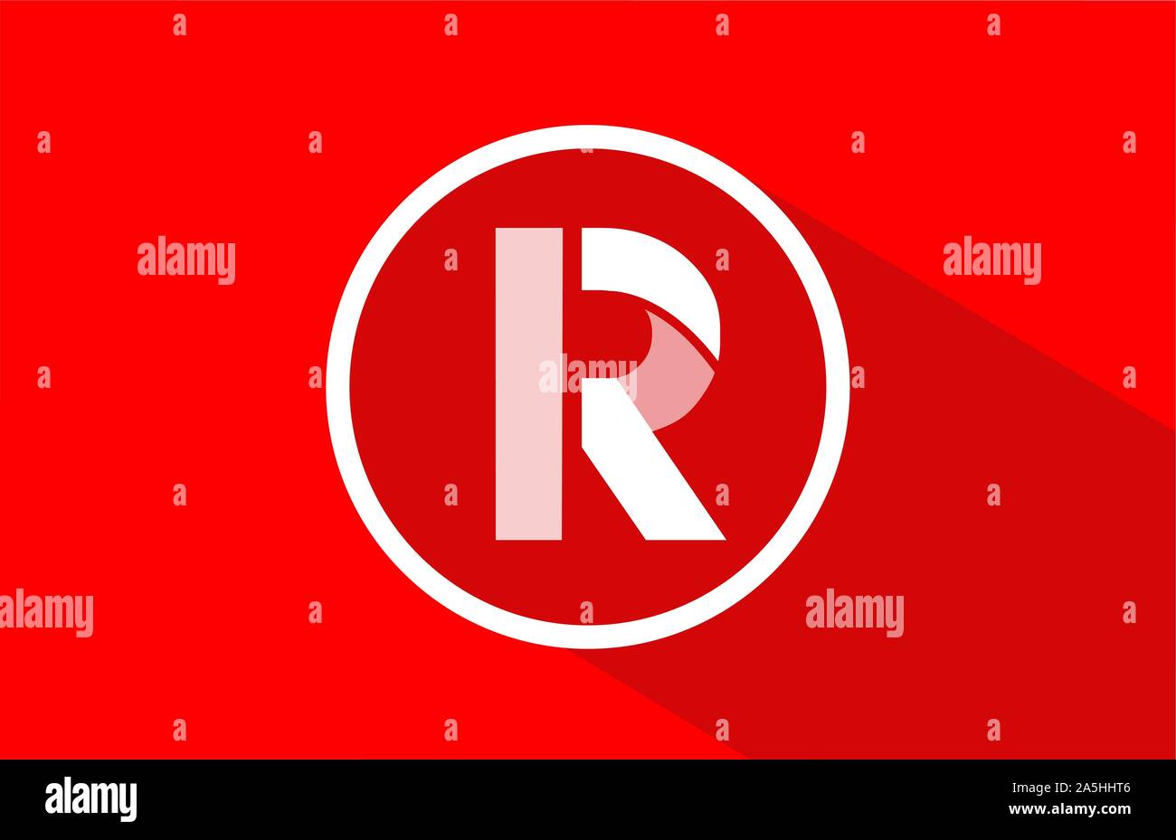 long shadow R red letter logo alphabet for company icon design ...