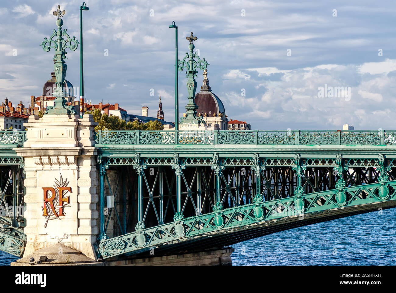 Historic University Bridge (Pont de l´Universite) over the Rhone River ...