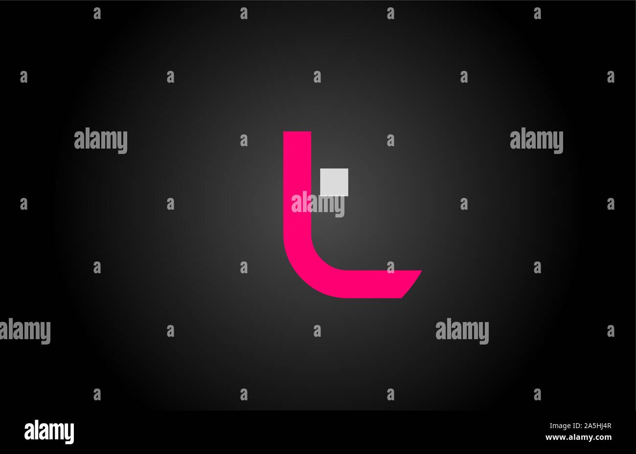 white pink alphabet letter t logo icon design on black background ...