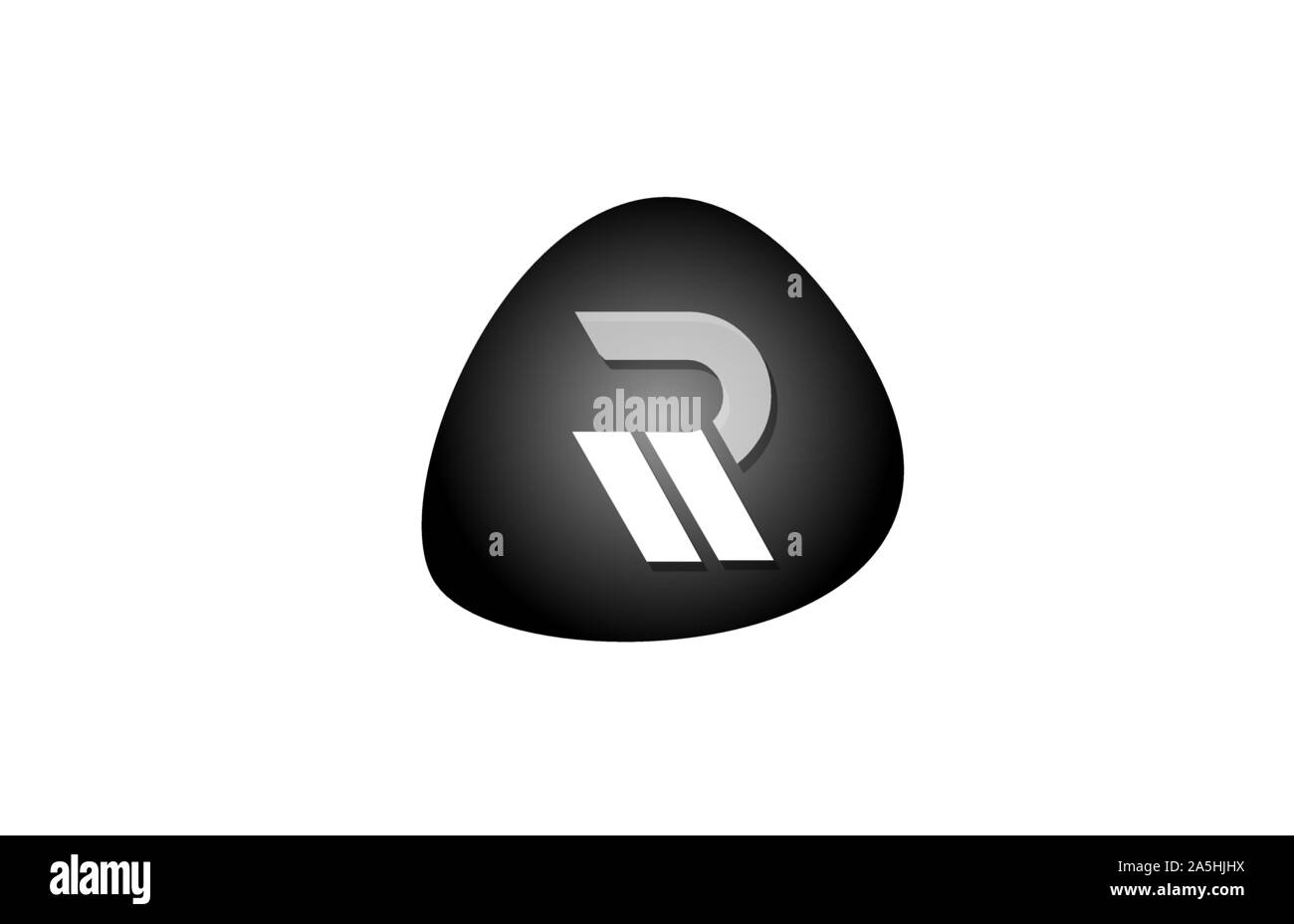 R alphabet letter logo for company icon design in black and white ...