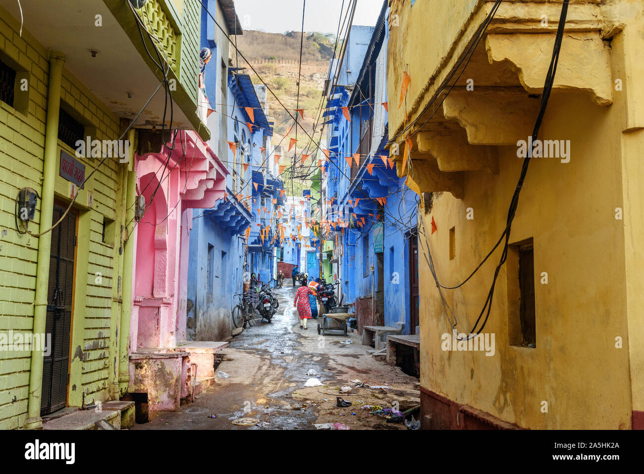 Bundi, India - February 19, 2019: On the street in old town of Bundi ...