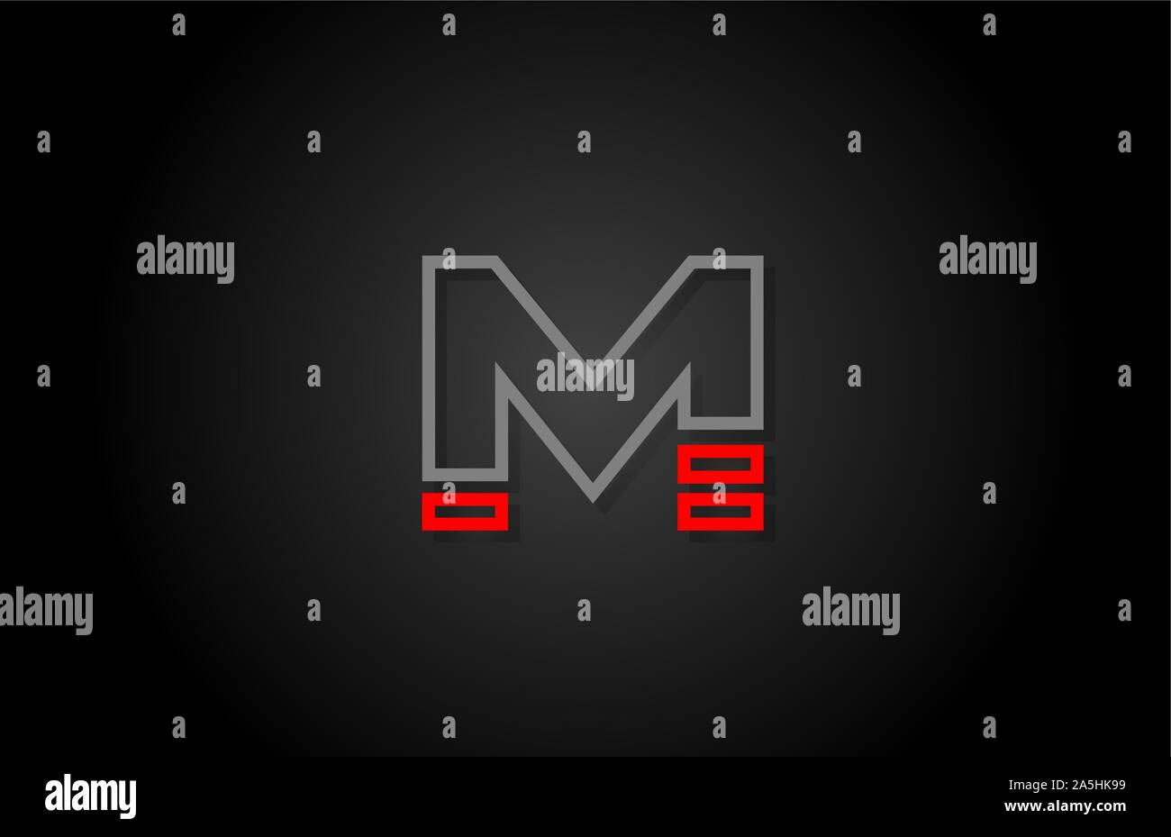 alphabet line M letter red black for company logo icon design. Suitable ...