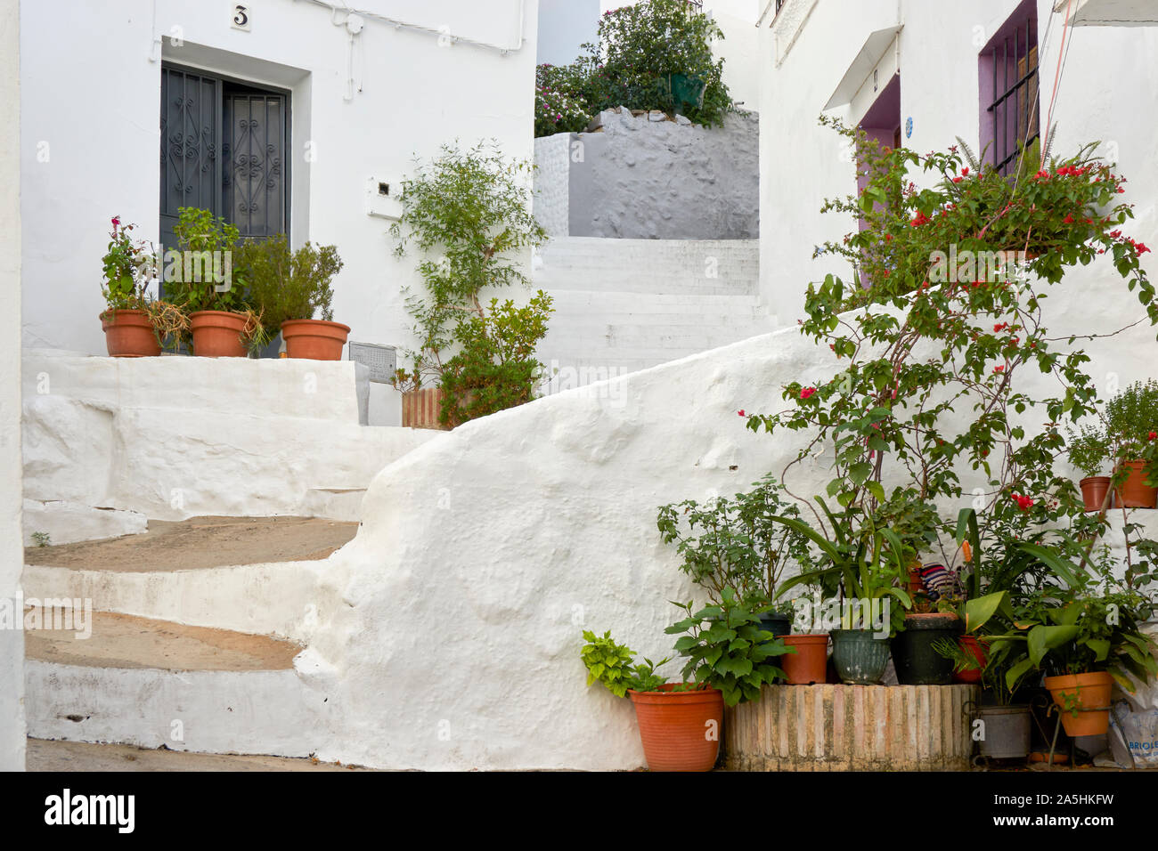 Whitewashed houses, typical architecture of the white villages of ...