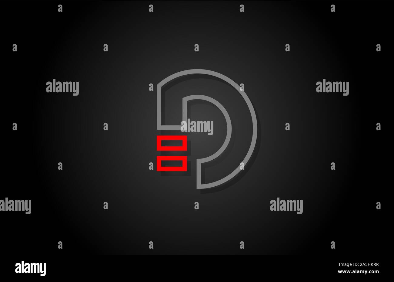 alphabet line D letter red black for company logo icon design. Suitable ...