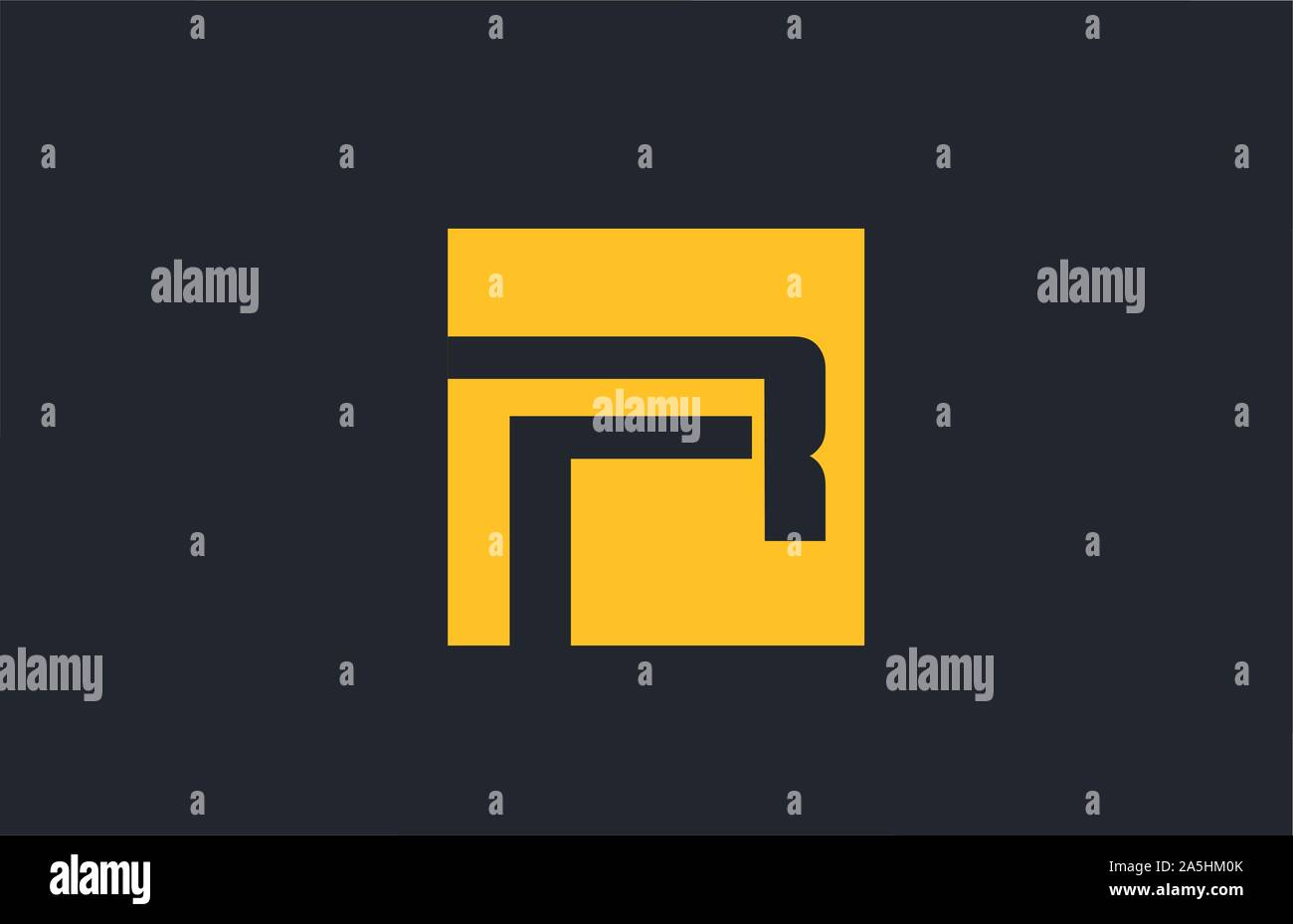 yellow square simple letter R blue logo alphabet for company logo icon ...