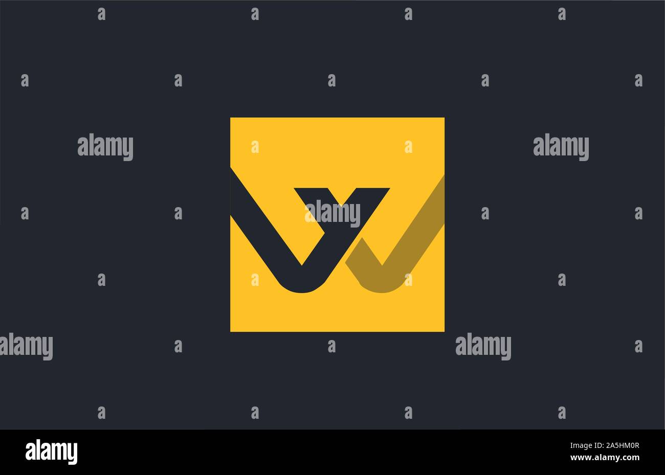 yellow square simple letter W blue logo alphabet for company logo icon ...