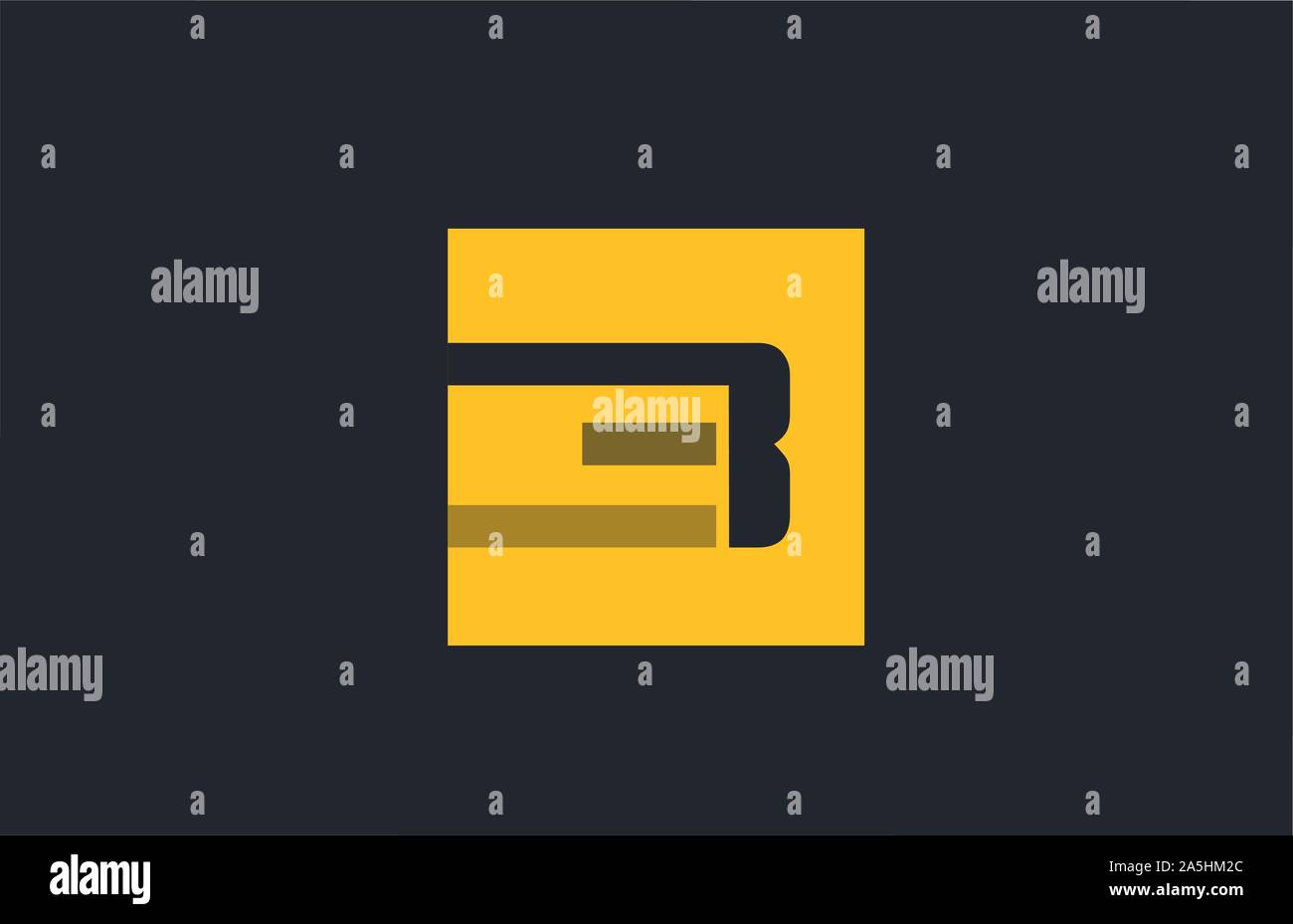 yellow square simple letter B blue logo alphabet for company logo icon ...