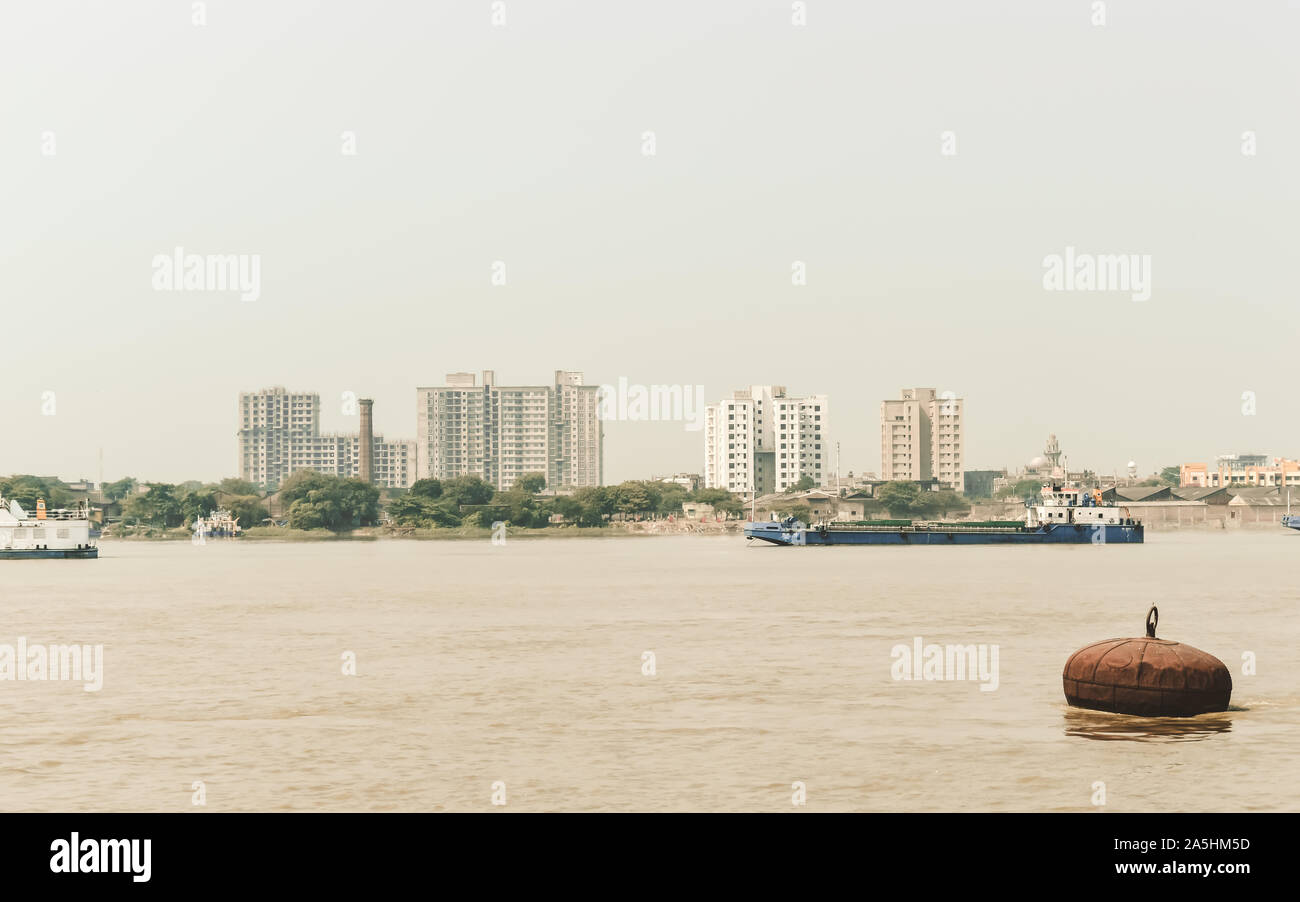 Landscape view of Kolkata (Bengali Kalikata) city capital West Bengal ...