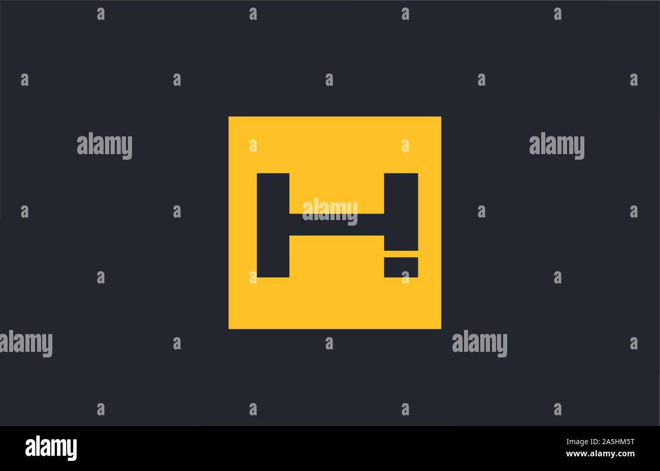 yellow square simple letter H blue logo alphabet for company logo icon ...