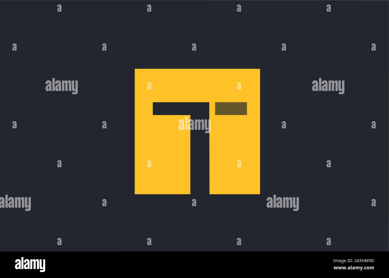 yellow square simple letter T blue logo alphabet for company logo icon ...