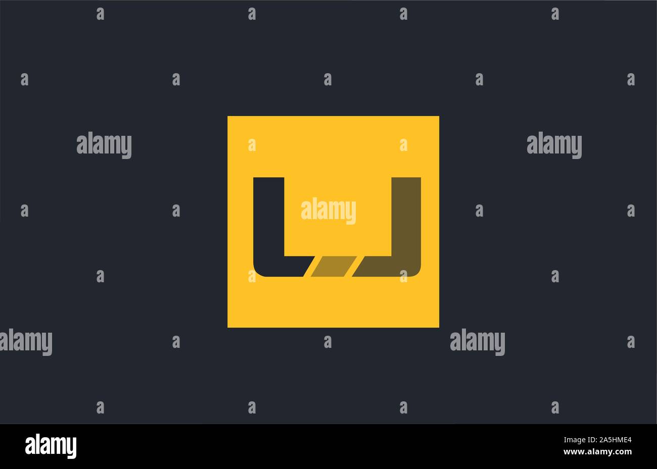 yellow square simple letter U blue logo alphabet for company logo icon ...