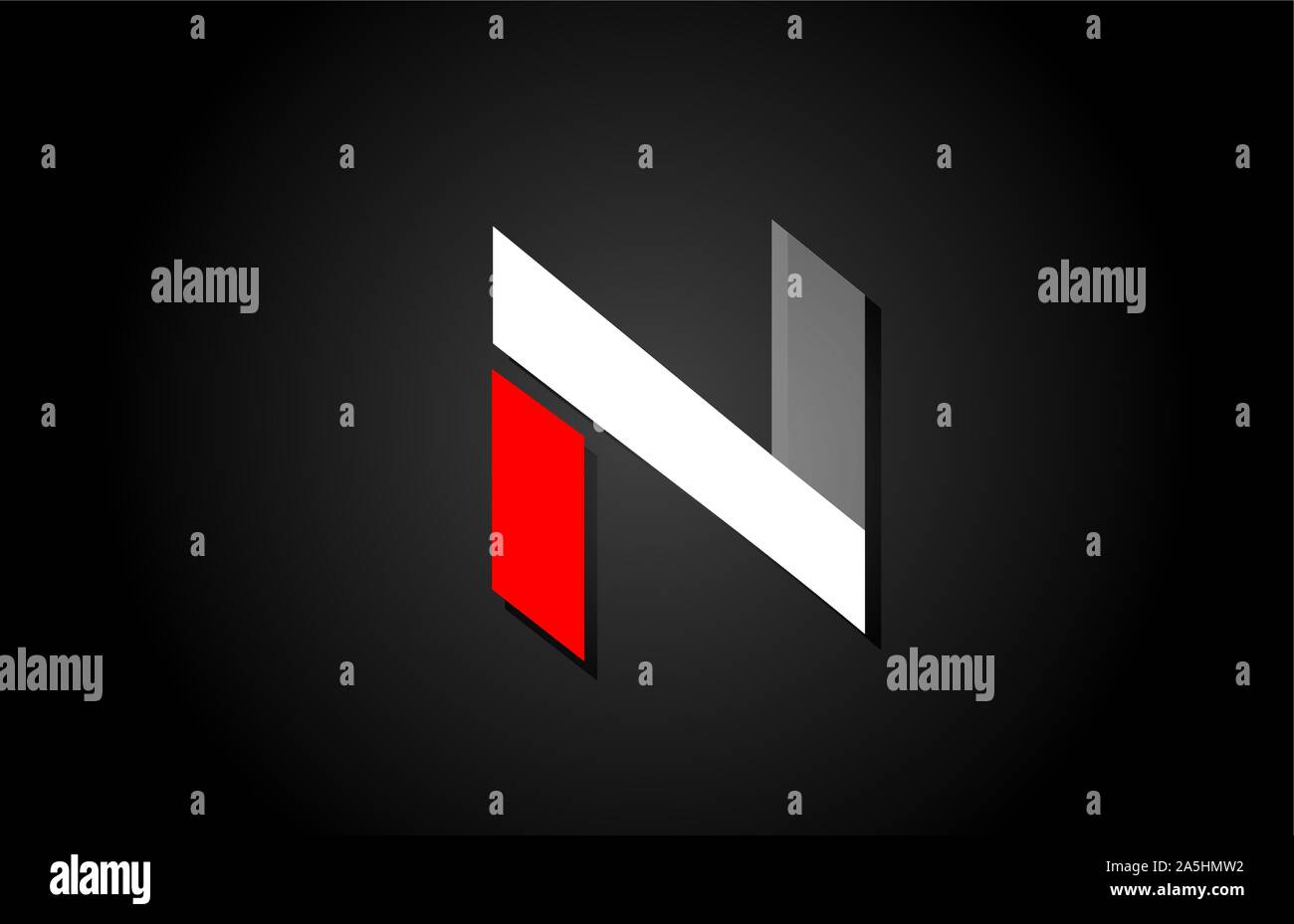 red white black N alphabet letter logo for company icon design. Suitable for a corporate or ...