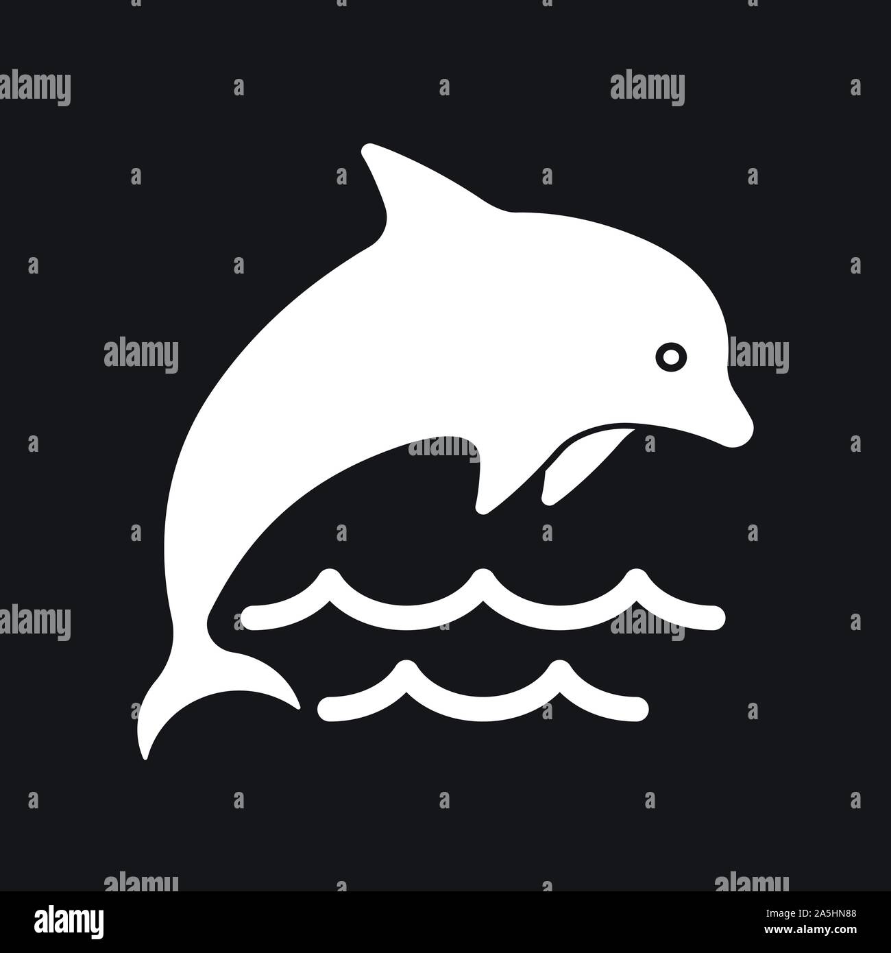 Dolphin icon, aquatic mammal vector icon for animal apps and websites ...