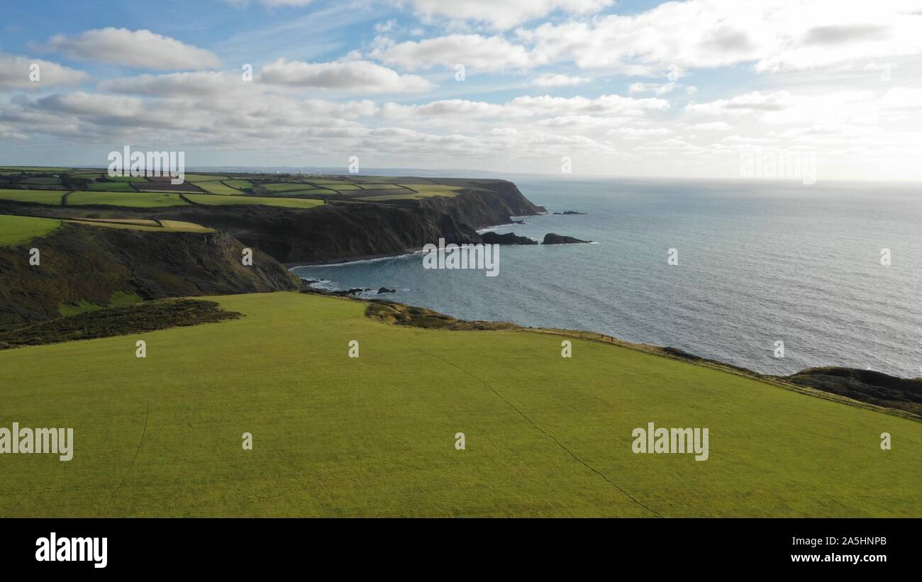 An aerial view over the coast line at Welcombe mouth, Devon Stock Photo ...