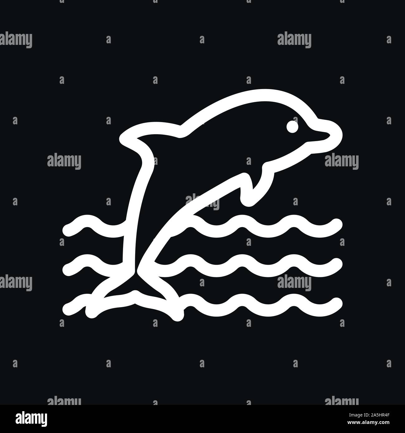 Dolphin icon, aquatic mammal vector icon for animal apps and websites ...