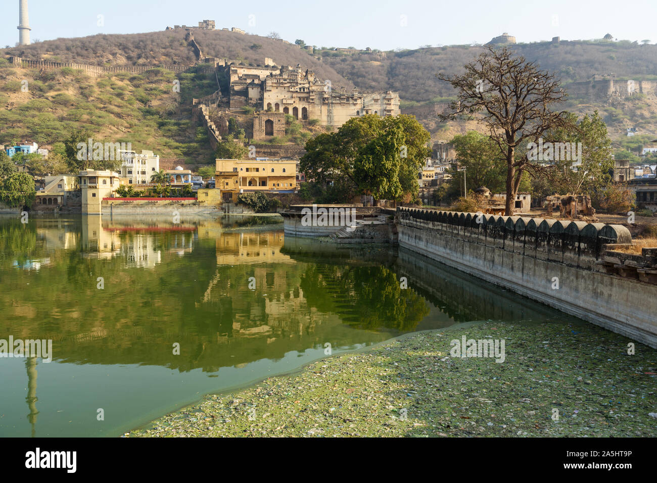 Trash and dirt Nawal Sagar Lake in Bundi. Rajasthan. India Stock Photo ...