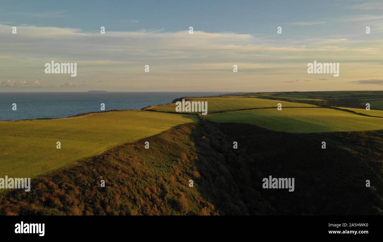 An aerial view over the coast line at Welcombe mouth, Devon Stock Photo ...