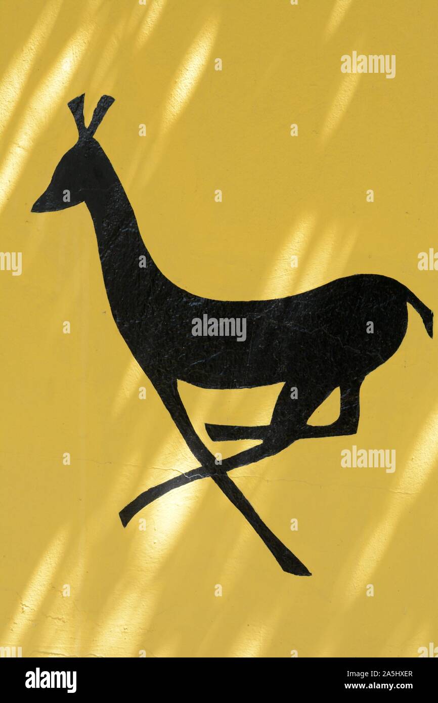 Native art of a hunting scene depicting the Baswara Tribe hunter ...