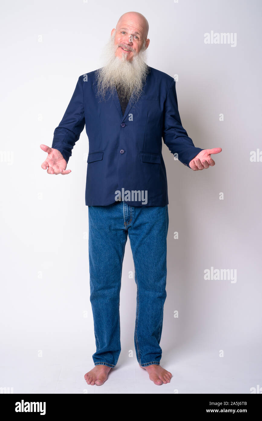 Happy mature bald businessman talking hi-res stock photography and ...
