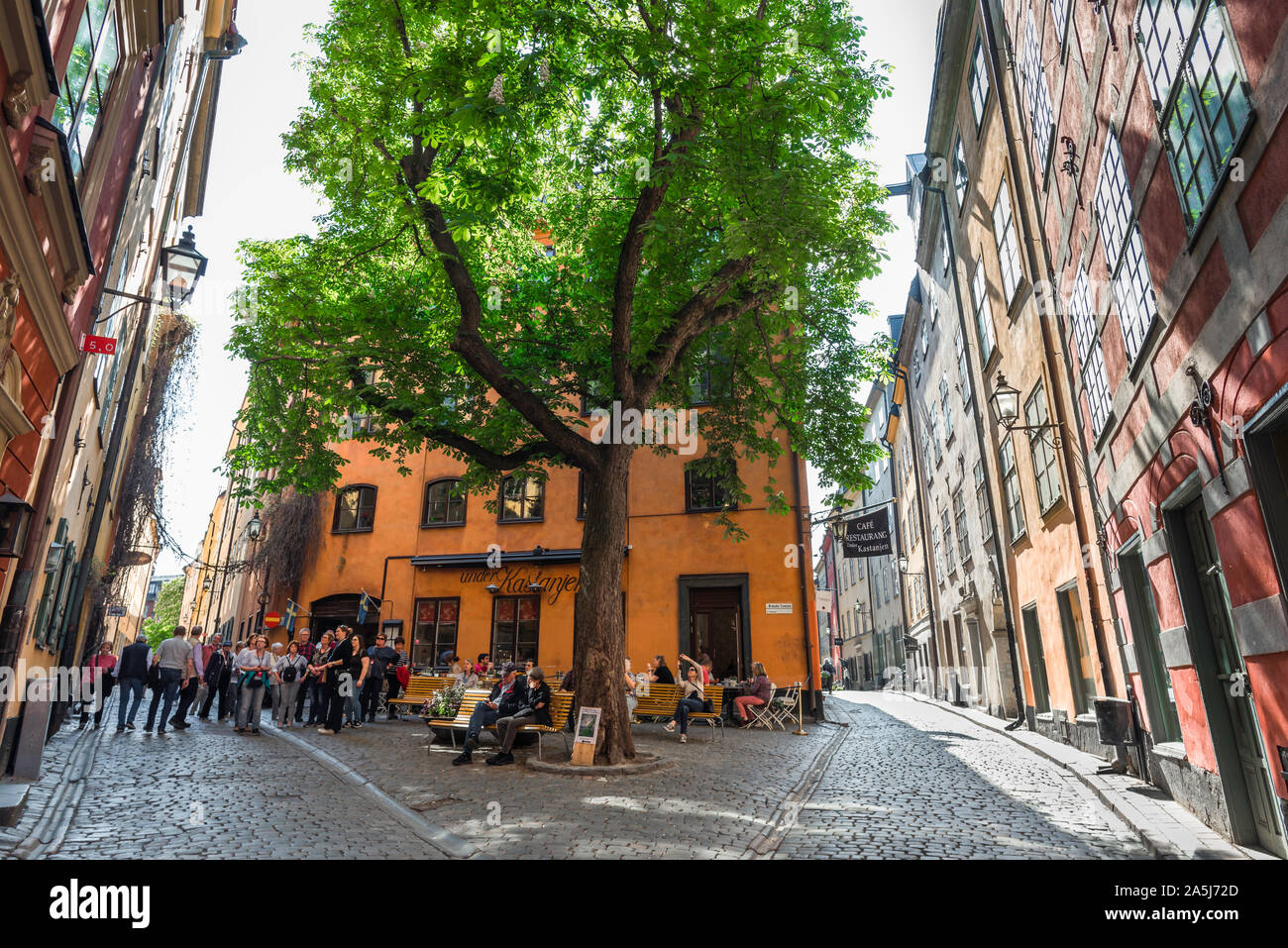 Gamla Stan Stockholm, view of Brända Tomten, a small public square ...