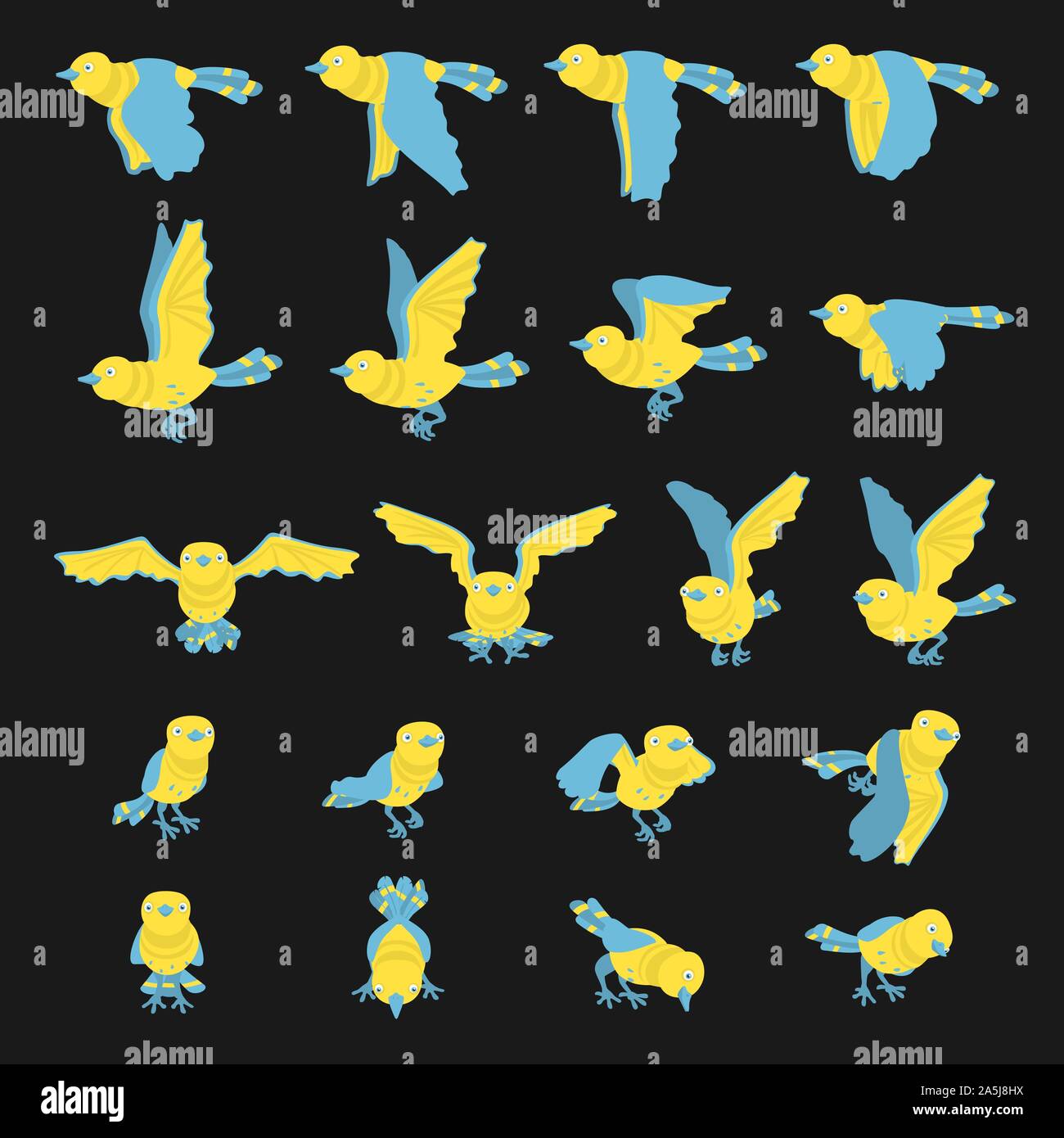 Illustration Vector Set Frame Animation Carton Bird Stock Vector Image ...