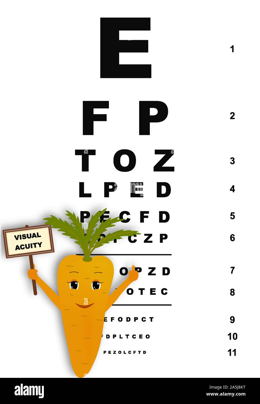 Fun carrot with eye test table. Vector illustration Stock Vector Image ...
