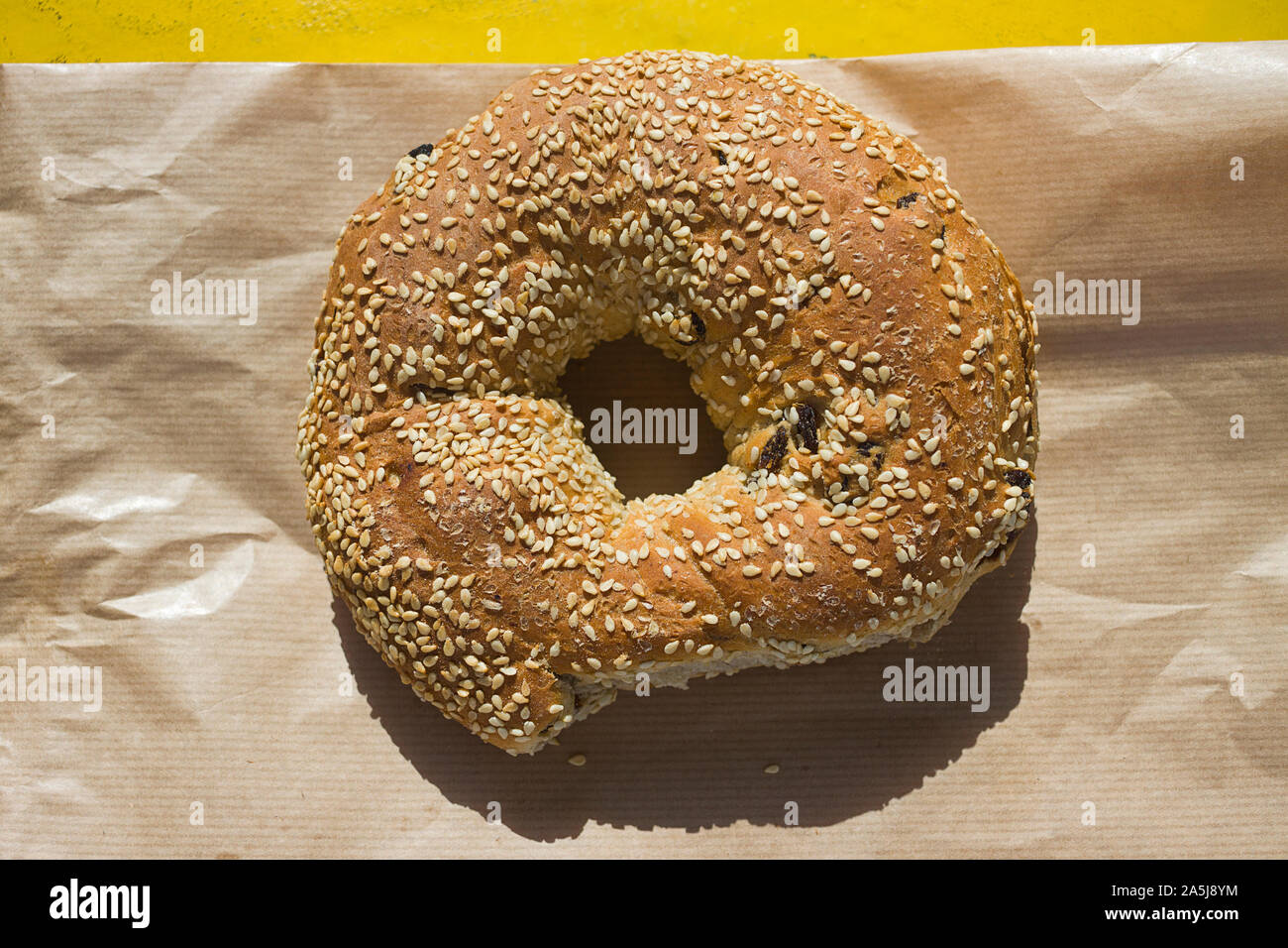 Greek sesame bread ring with raisin, the Koulouri is popular street ...