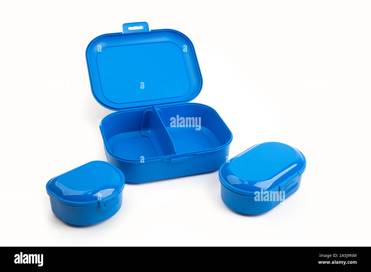 Blue Plastic Boxes isolated on white background Stock Photo - Alamy