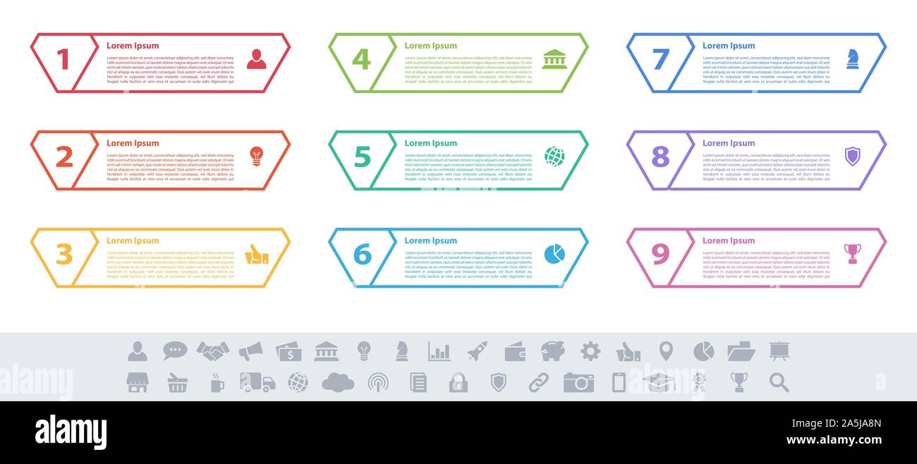 Infographic design business concept vector illustration with 9 steps or ...