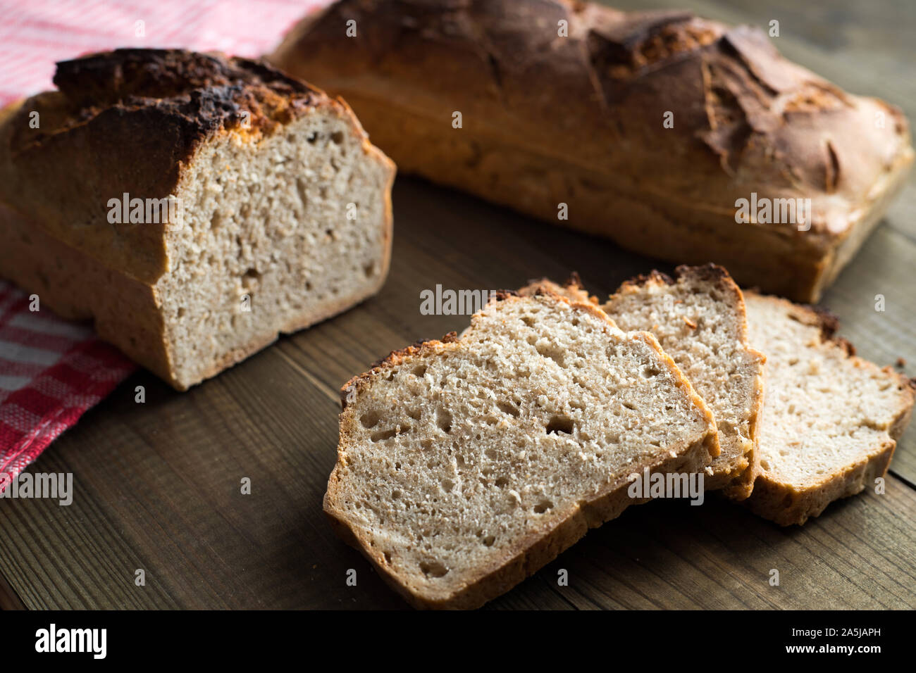 tasty bread baked at home, healthy homemade bread, bio ingredients ...
