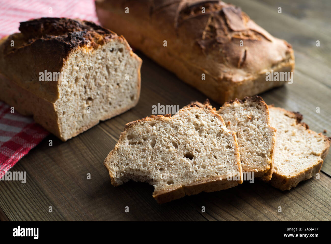 tasty bread baked at home, healthy homemade bread, bio ingredients ...