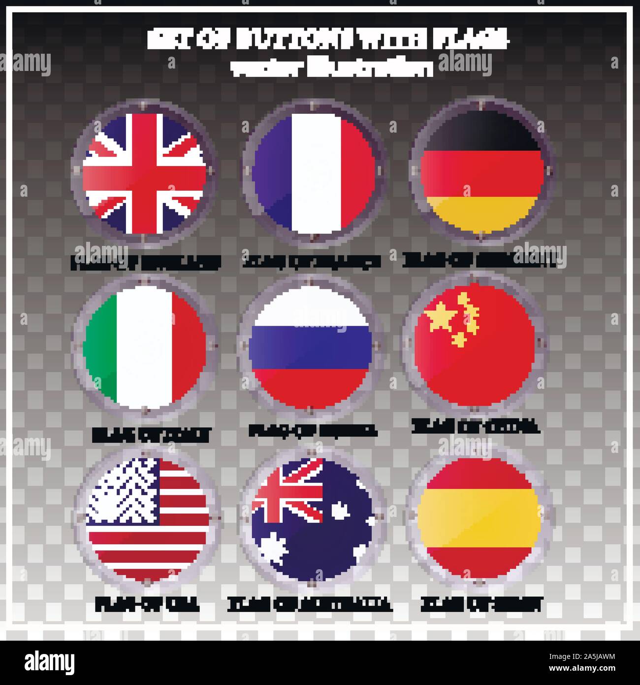 Bright transparent set of banners with flags. Colorful illustration ...
