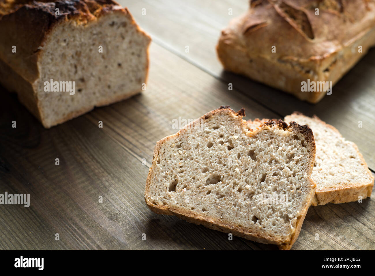tasty bread baked at home, healthy homemade bread, bio ingredients ...